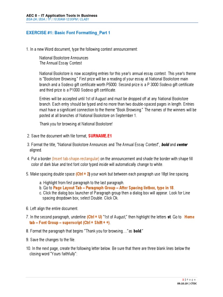 E1.Basic Font Formatting.P1 PDF | PDF | Offshore Drilling | Typography