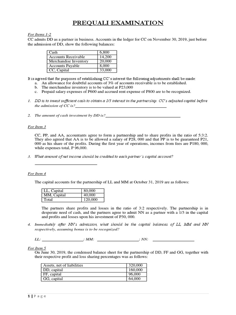 Partnership Capital Adjustments Guide | PDF | Debits And Credits ...
