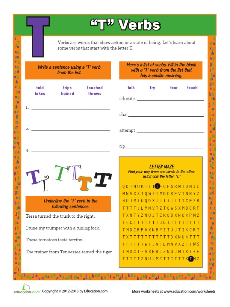 Verbs That Start With T | PDF