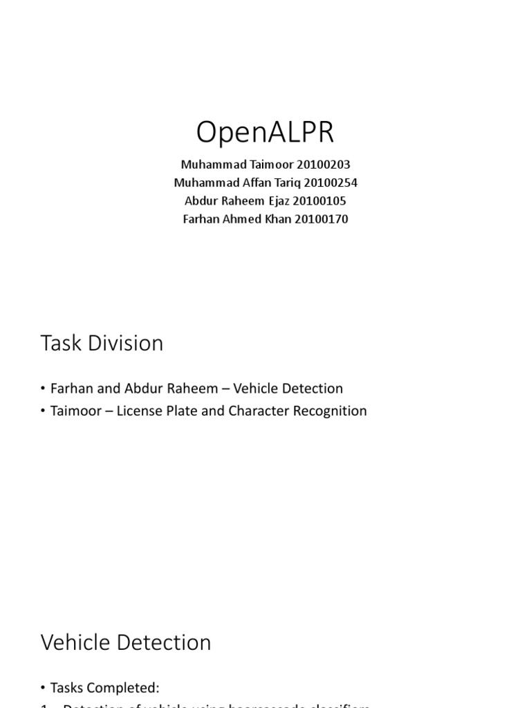 OpenALPR Presentation Template | PDF