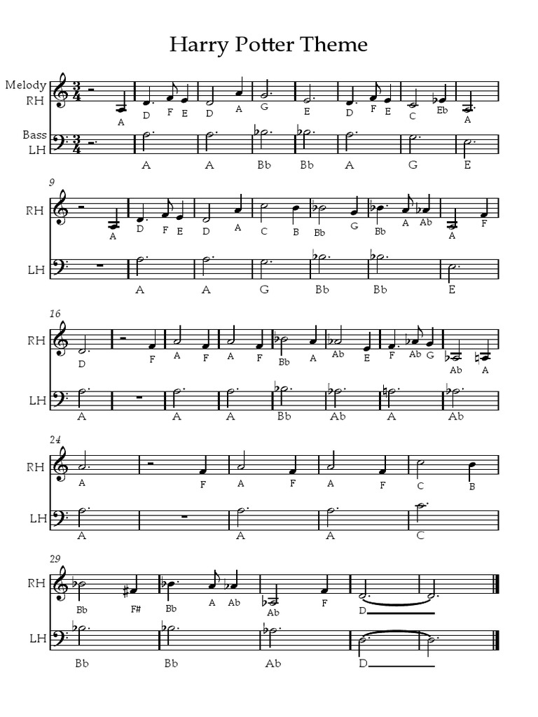 Harry Potter Melody and Bass Line Long | PDF