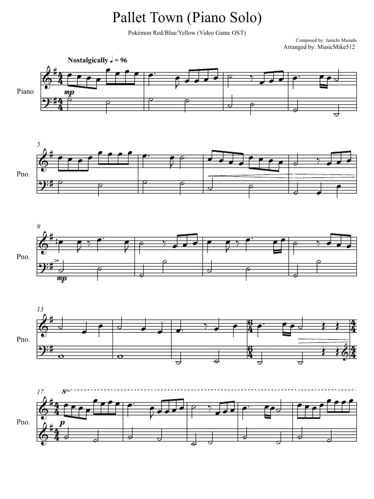 Pallet Town Piano Easy | PDF | Œuvres | Franchises Nintendo