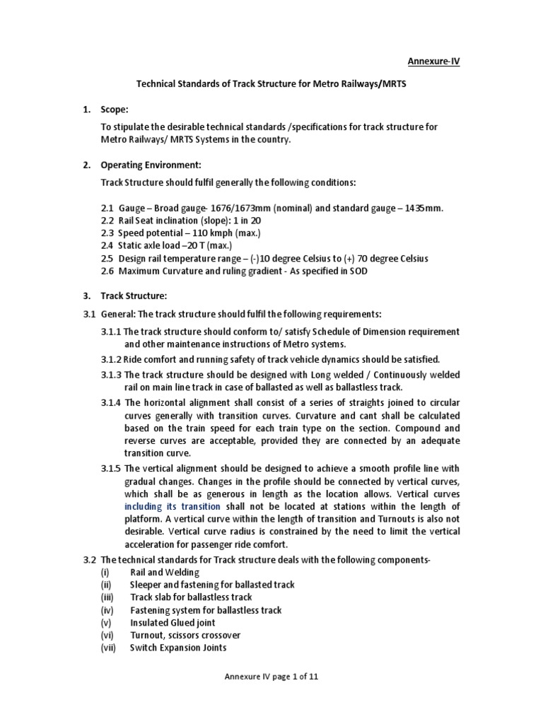 A-IV C-1 Track Structure For Metro PDF | PDF | Track (Rail Transport ...