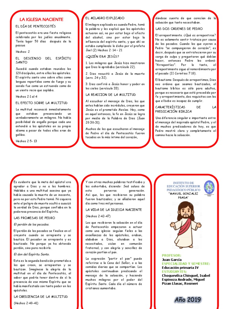 Triptico Religion IMPRIMIR | PDF | Pentecostés | San Pedro