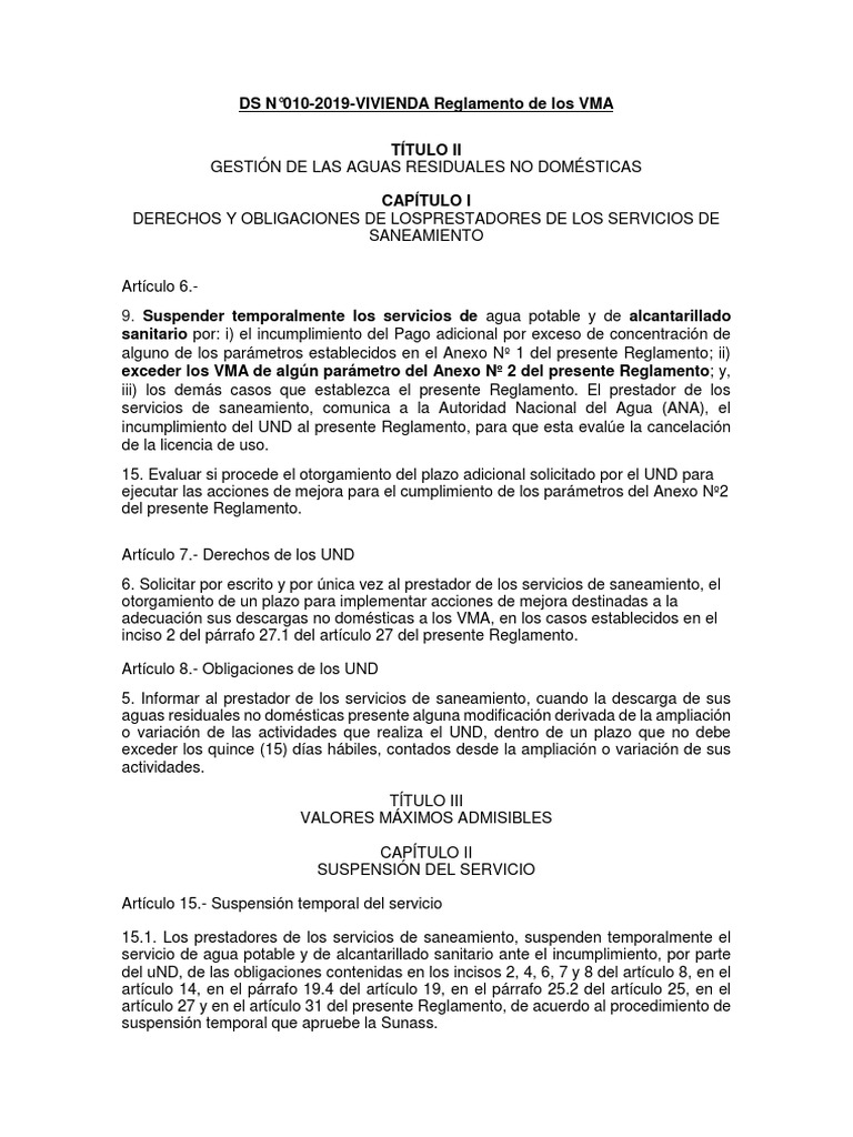 Resumen Del Ds 010-2019-Vivienda | PDF | Saneamiento | Gobierno