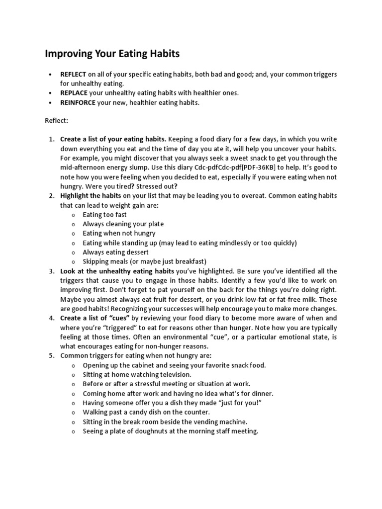Improving Your Eating Habits | PDF | Eating | Physical Fitness
