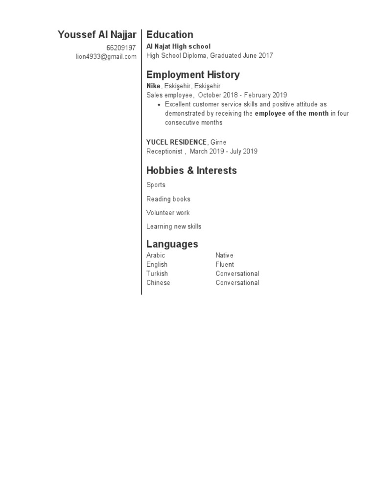 Youssef Al Najjar Education: Al Najat High School | PDF