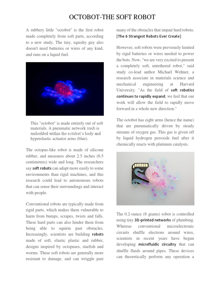 Octobot-The Soft Robot: (The 6 Strangest Robots Ever Create) | PDF ...