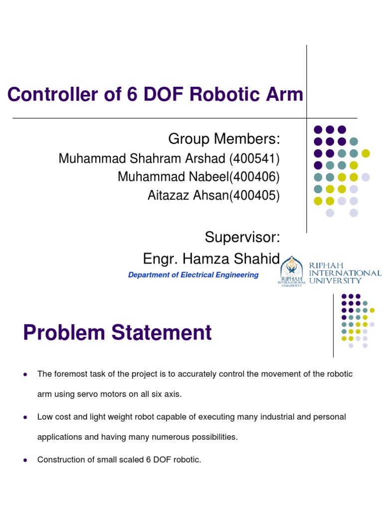 Controller of 6 DOF Robotic Arm: Group Members | PDF | Servomechanism ...