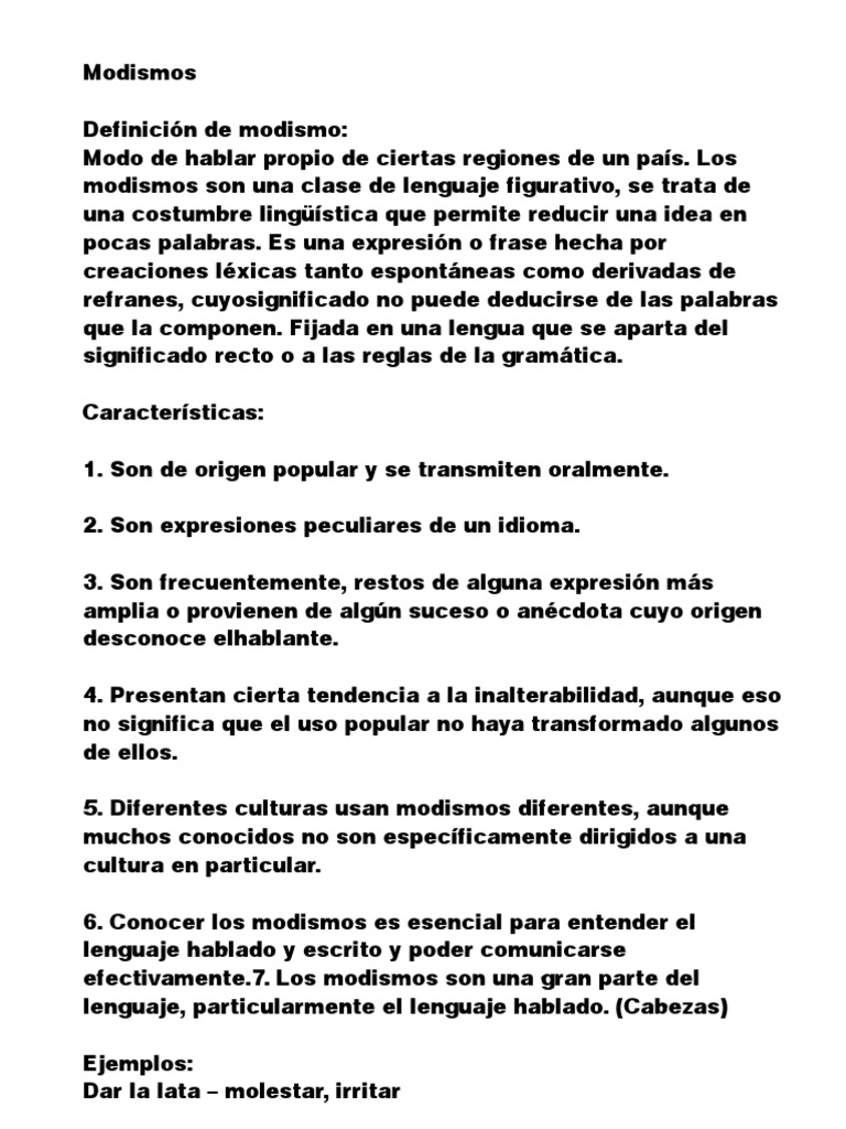 Modismos | PDF | Palabra | Comunicación humana