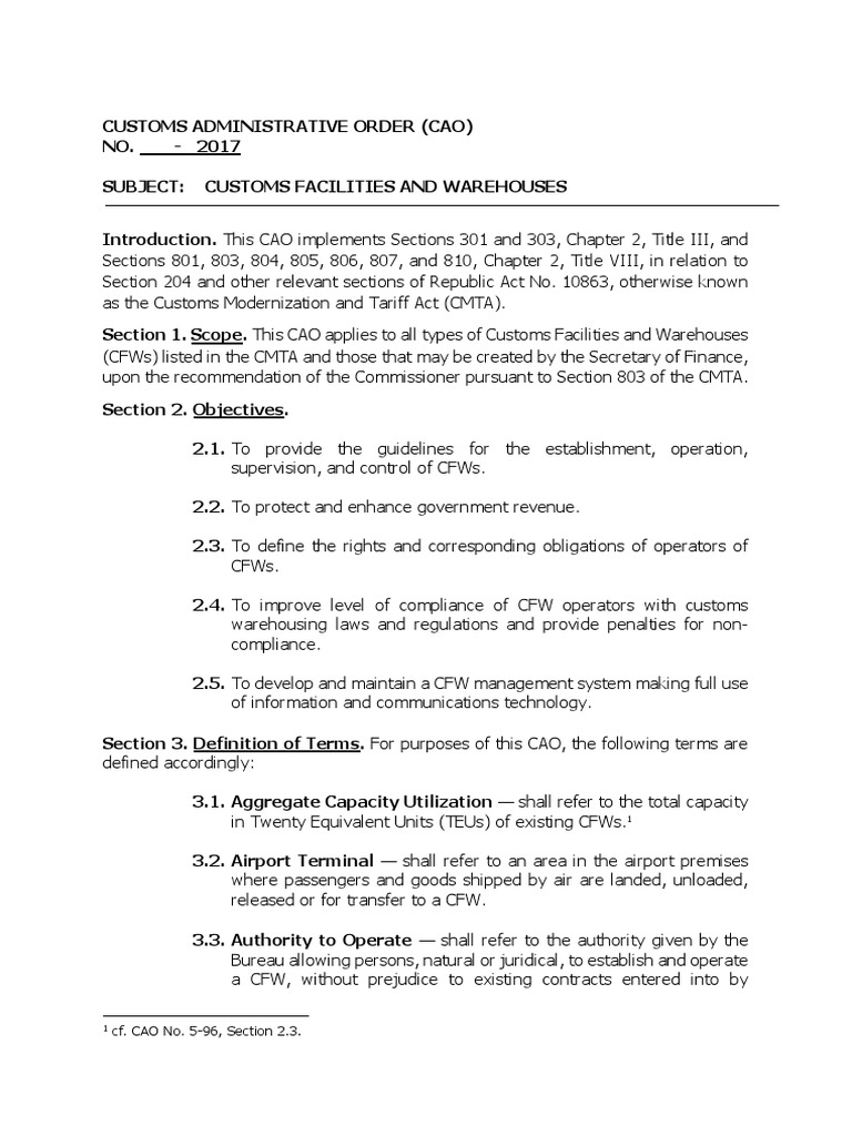 Customs Facilities and Warehouses Guidelines | PDF | Customs | Warehouse