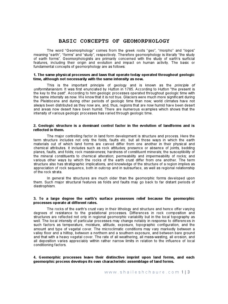 BASIC CONCEPTS OF GEOMORPHOLOGY | PDF | Geomorphology | Geology