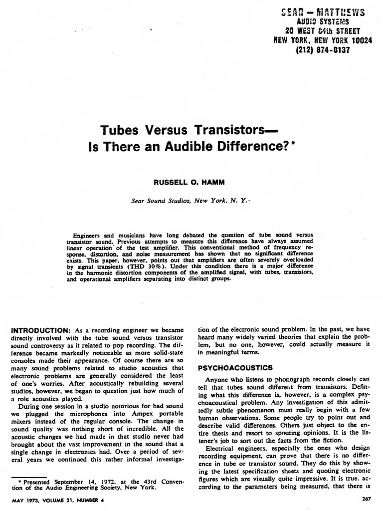 Tubes Versus Transistors- Is There an Audible Difference? Exploring the ...