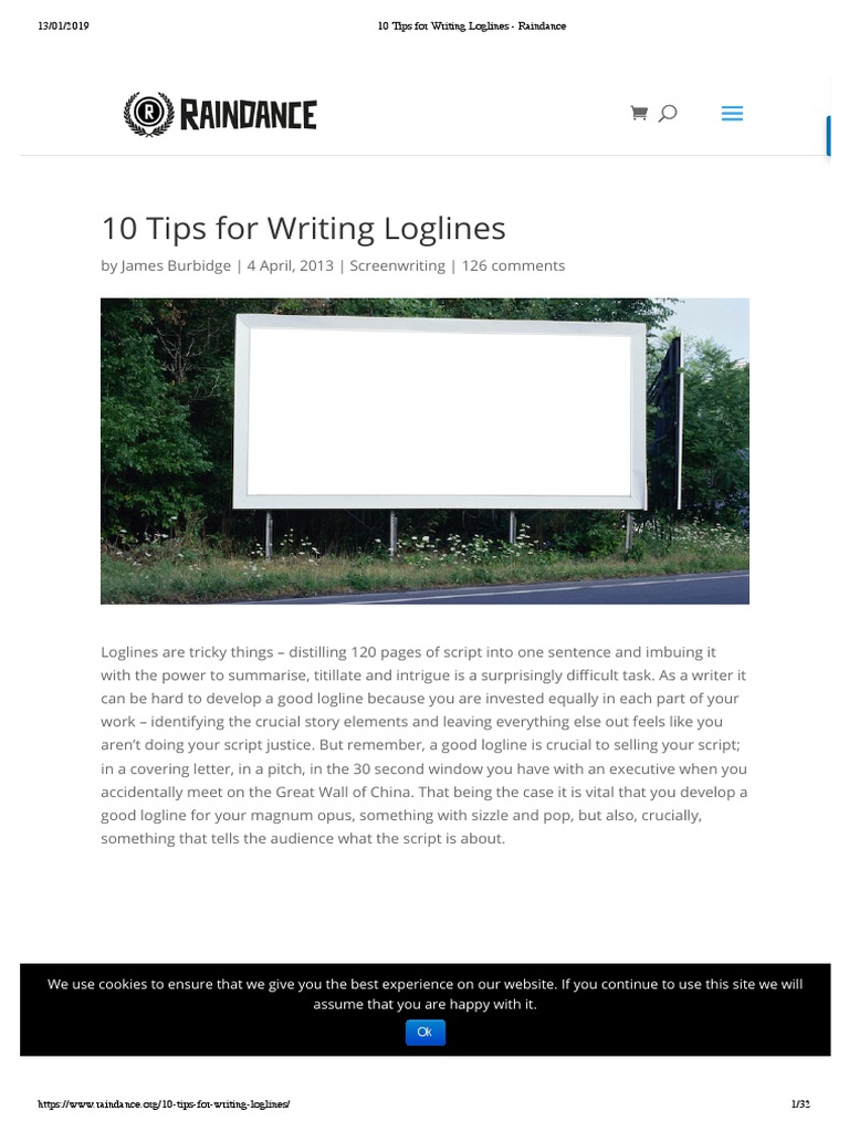 10 Tips For Writing Loglines - Raindance | PDF | Screenplay | Narrative