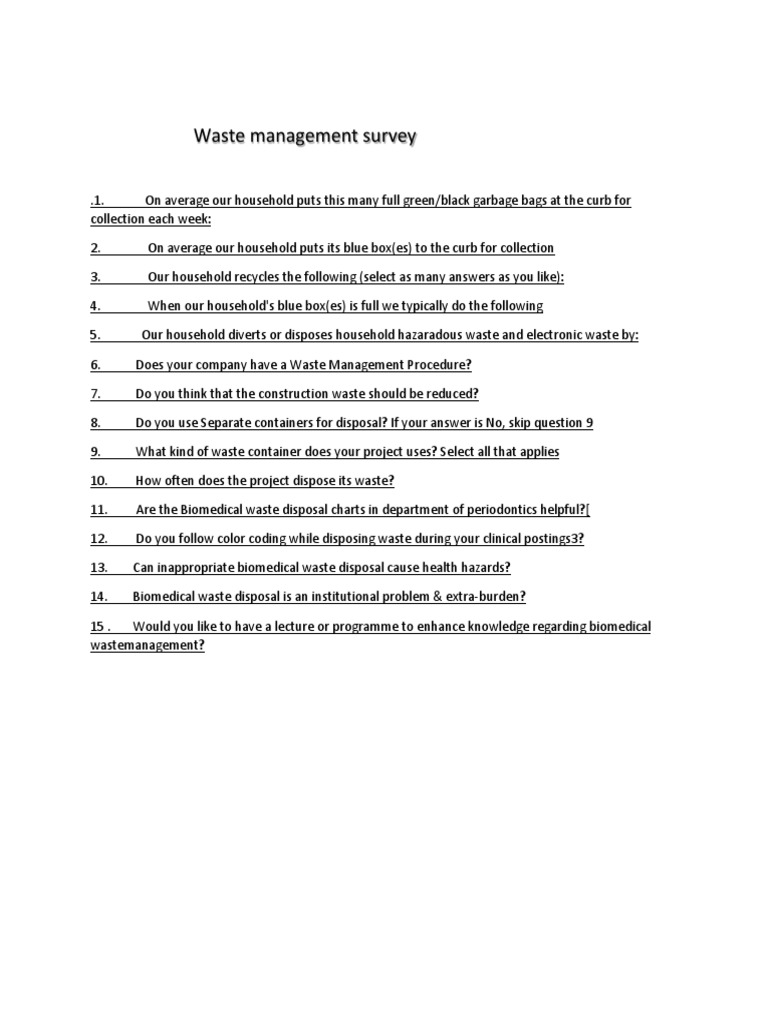 Waste Management Survey | PDF | Career & Growth