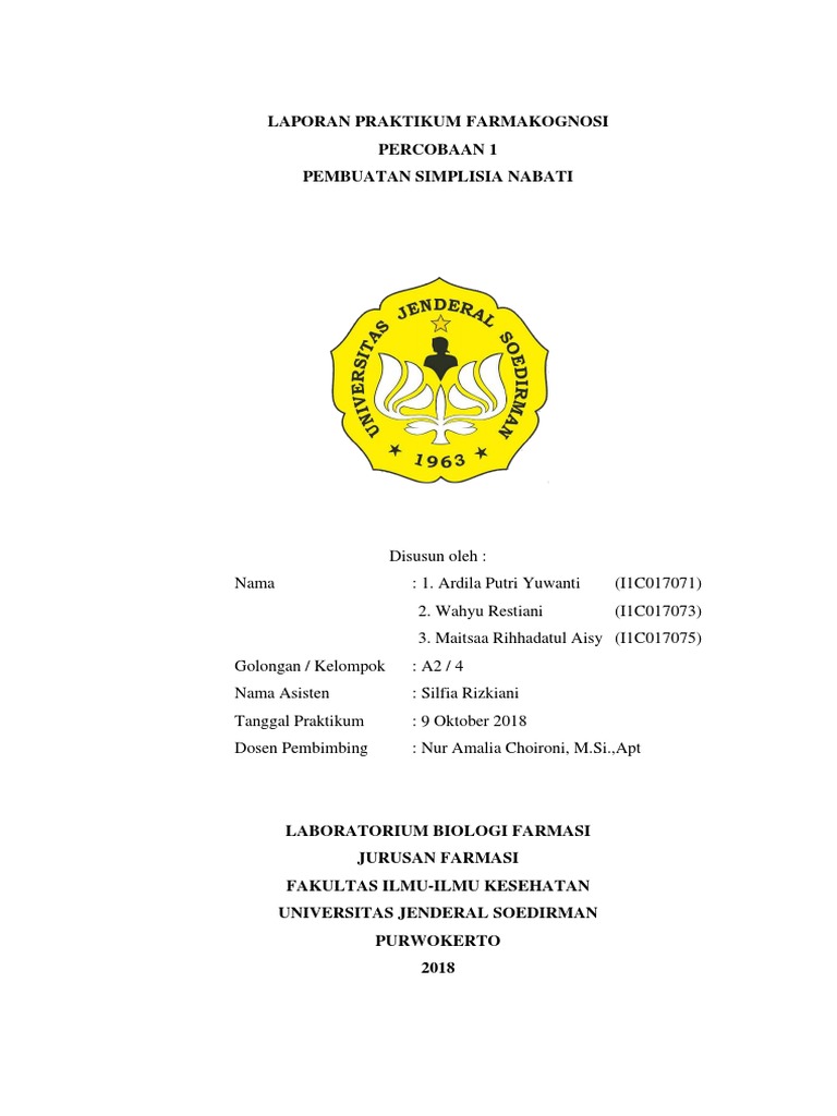Laprak P1 - Pembuatan Simplisia Nabati | PDF