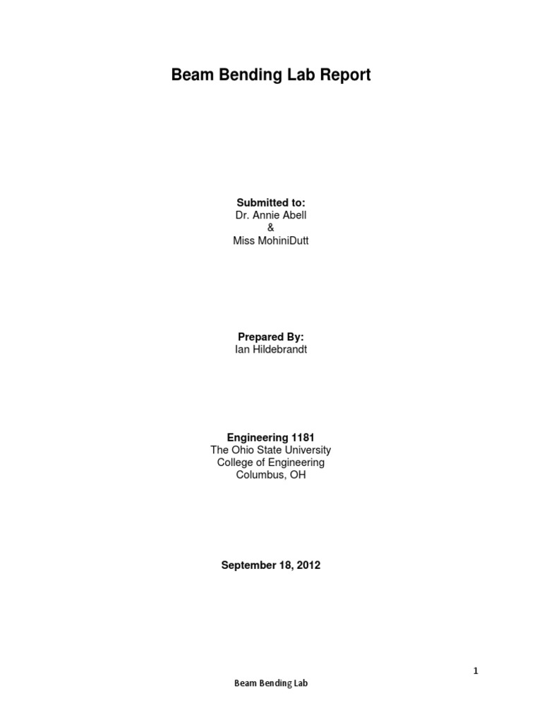 Beam Bending Lab Report | PDF | Bending | Beam (Structure)