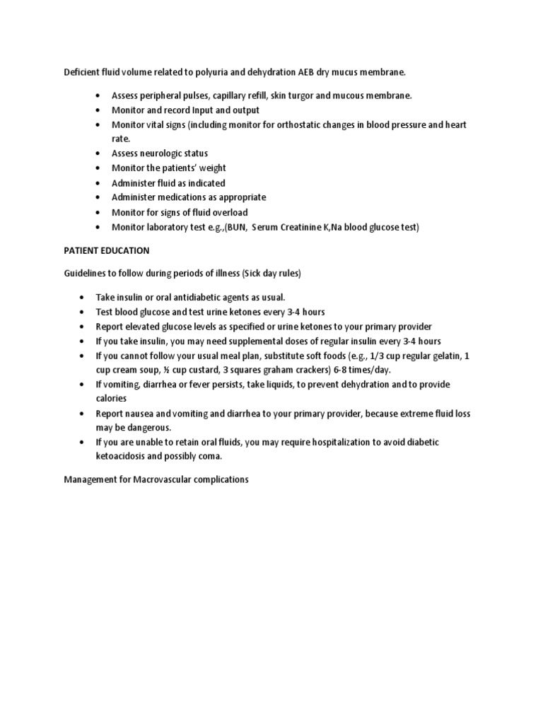 Deficient Fluid Volume Related To Polyuria and Dehydration AEB Dry ...