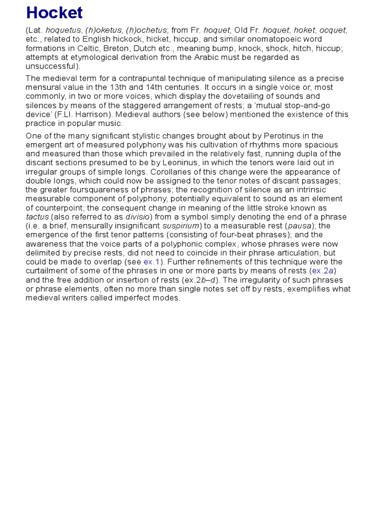 Hocket | PDF | Musicology | Music Theory