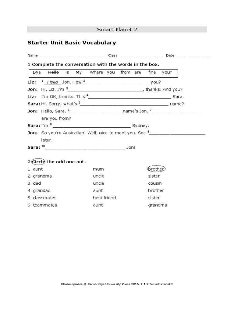 Starter Unit Basic Vocabulary: Smart Planet 2 | PDF | Laptop | Icon ...