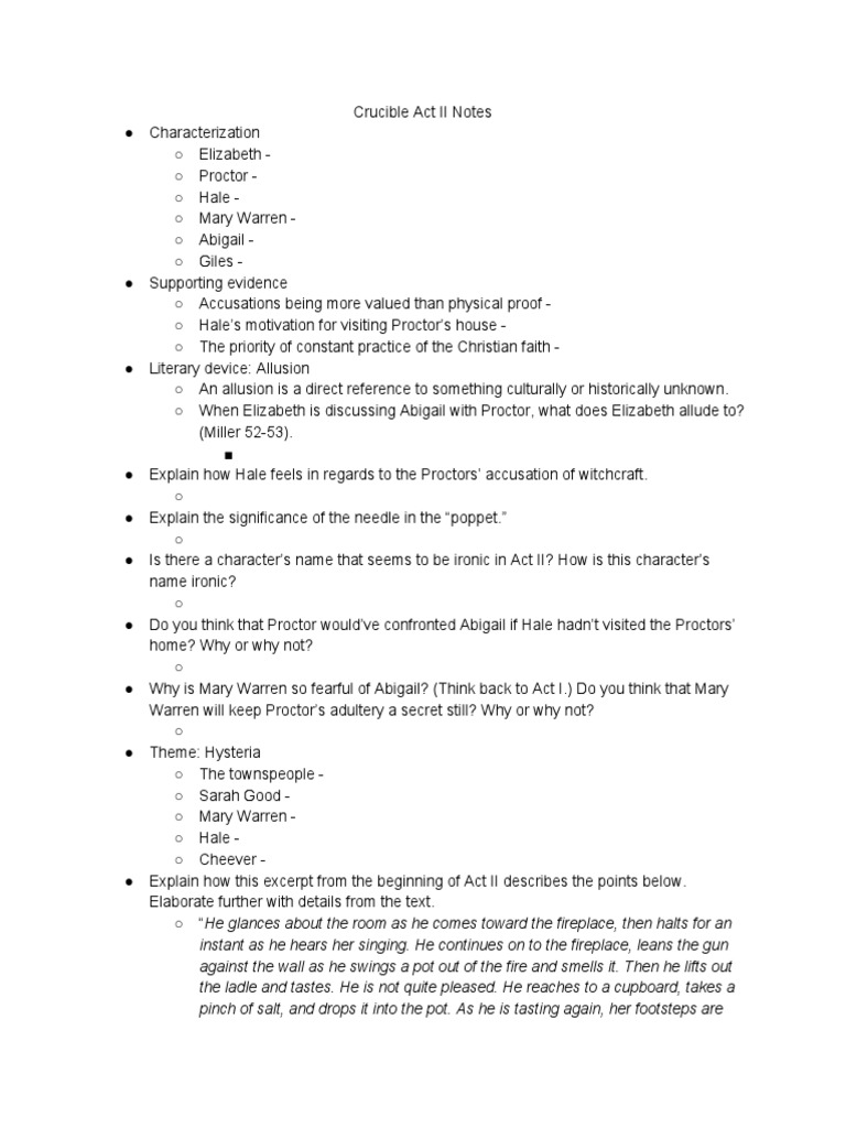 Crucible Act II Guided Notes | PDF | History | Religion & Spirituality
