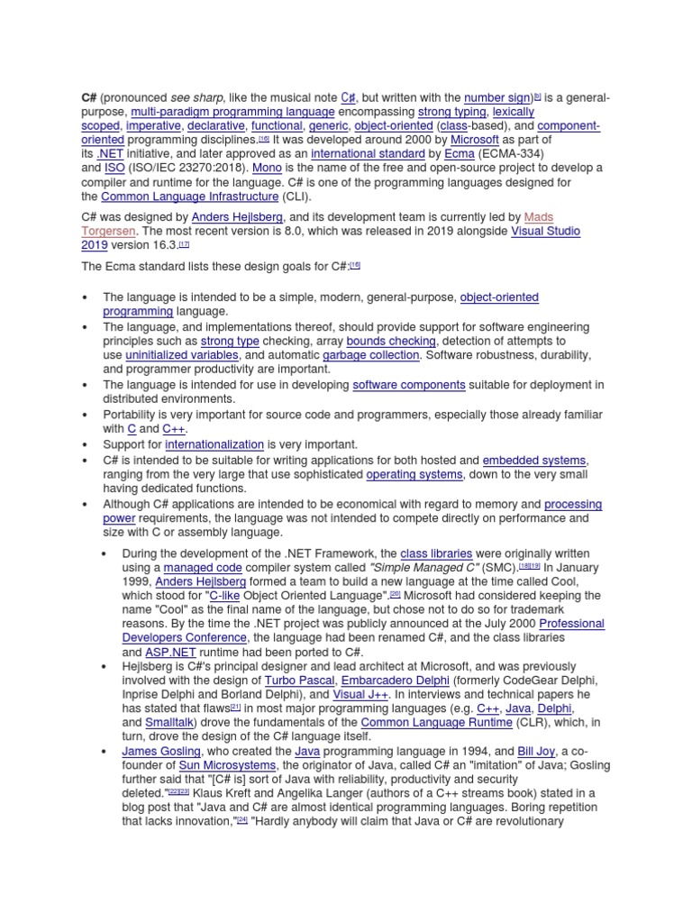 C# (Pronounced See Sharp, Like The Musical Note: Mads Torgersen | PDF ...