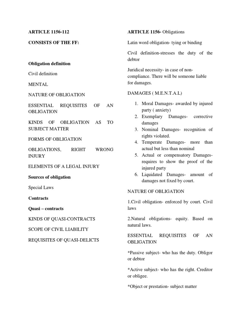 Article 1156 1162 1 | PDF | Damages | Law Of Obligations