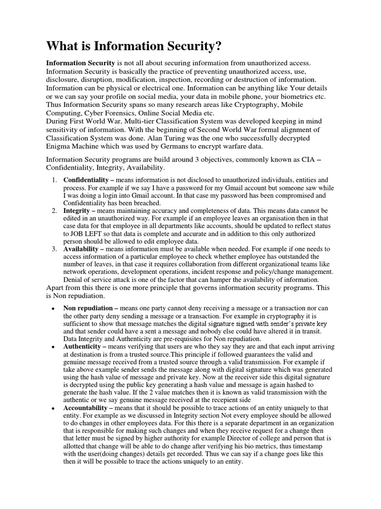 Lecture - 1 - What Is Information Security | PDF | Computer Security ...