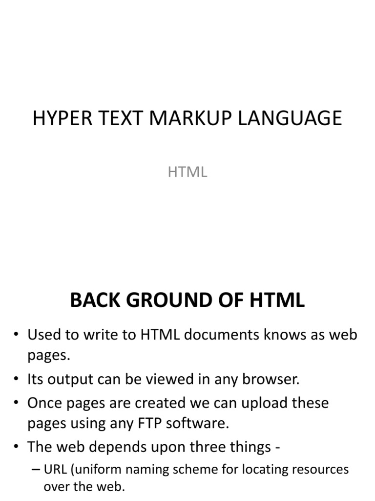 Hyper Text Markup Language | PDF | Html | Html Element