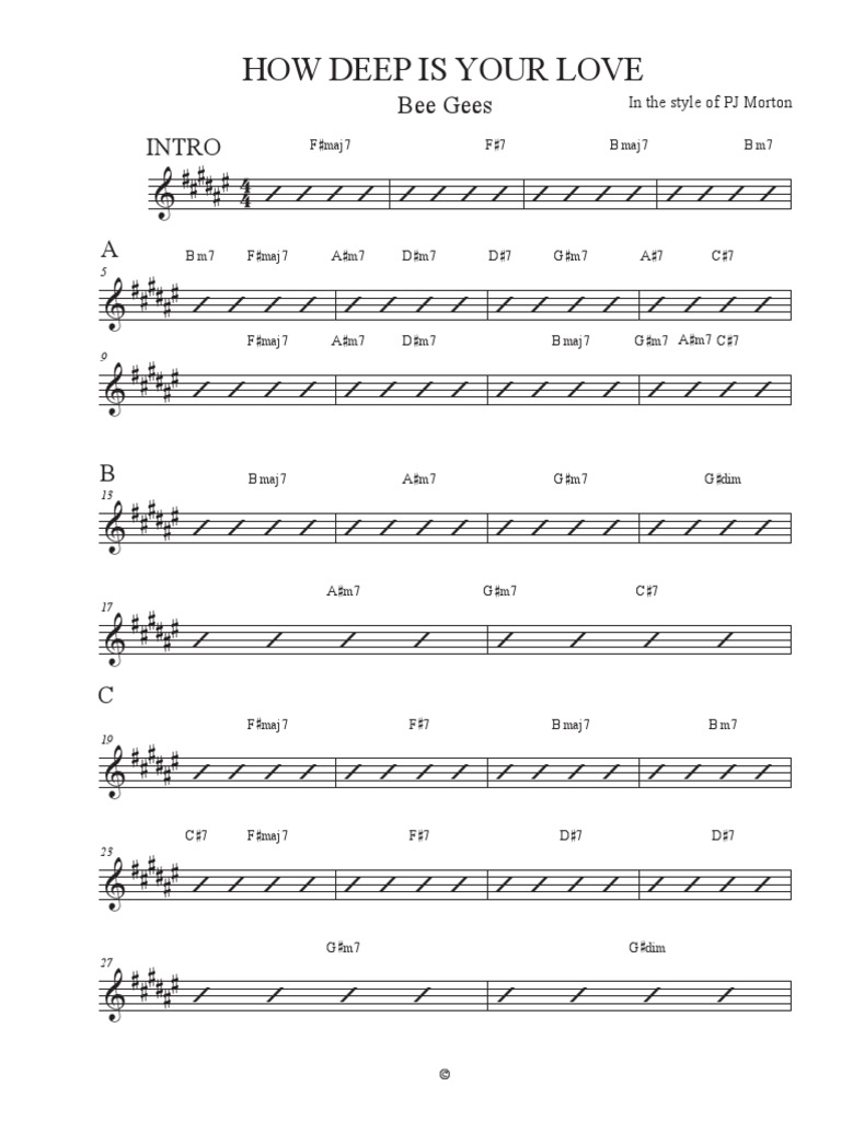 How Deep is Your Love Chord Chart - Pj Morton
