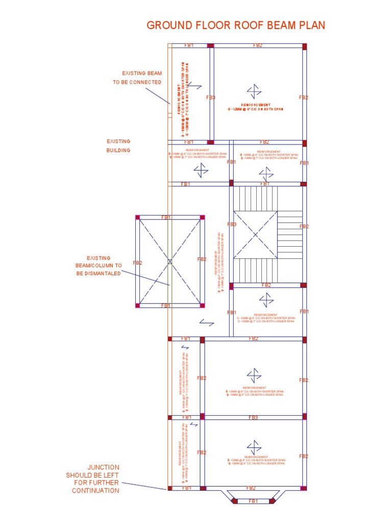 Ground Floor Roof Beam Plan: FB2 FB1 | PDF | Engineering | Structural ...
