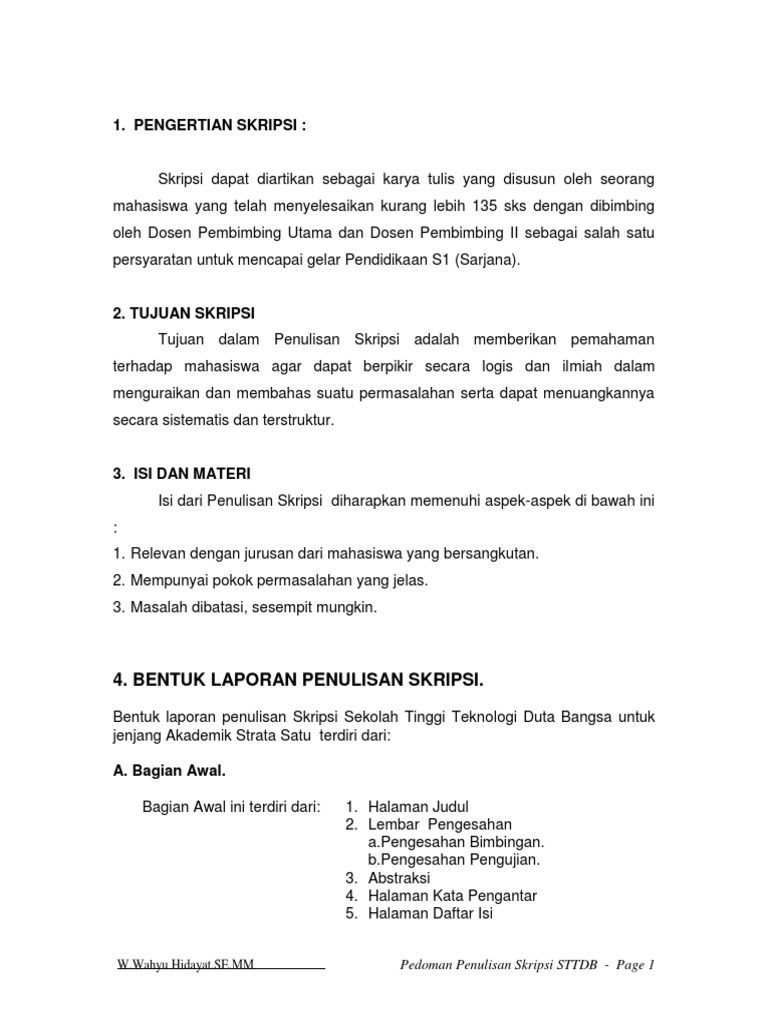 Pedoman skripsi-STTDB | PDF