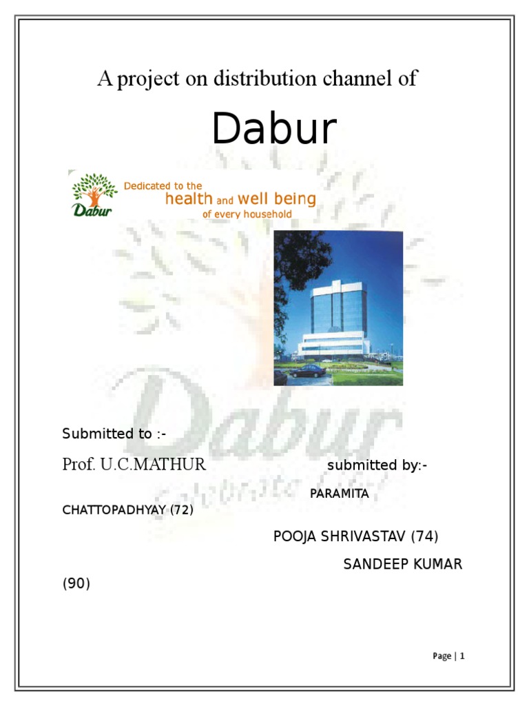 Dabur: A Project On Distribution Channel of | PDF | Ayurveda ...