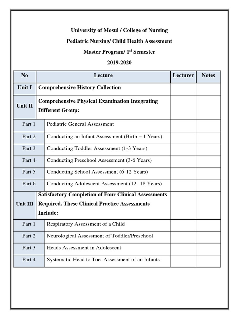 Child Health Assessment | PDF