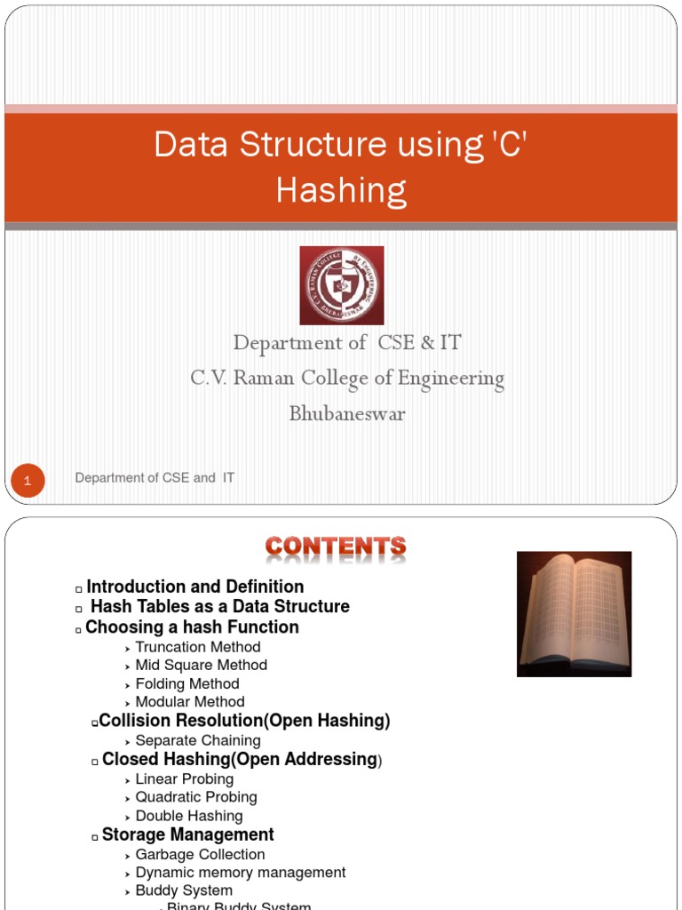 Data Structure Using 'C' Hashing: Department of CSE & IT C.V. Raman College of Engineering ...