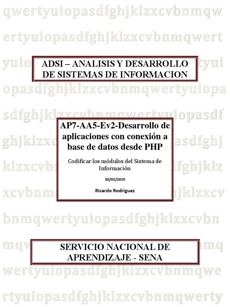 AP7-AA5-Ev2-Desarrollo de Aplicaciones Con Conexión A Base de Datos Desde PHP PDF | PDF | Php ...