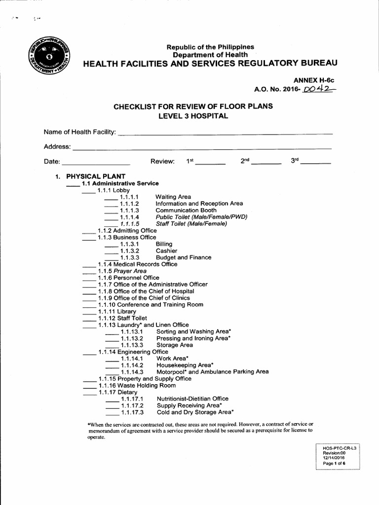 AO 2016-0042 Annex H-6c Checklist For Review of Floor Plans - Level 3 ...