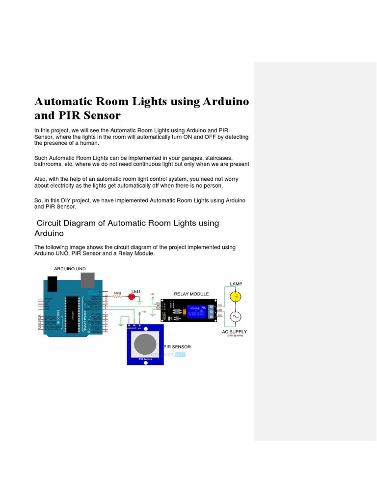 Automatic Room Lights Using Arduino and PIR Sensor | PDF | Home ...