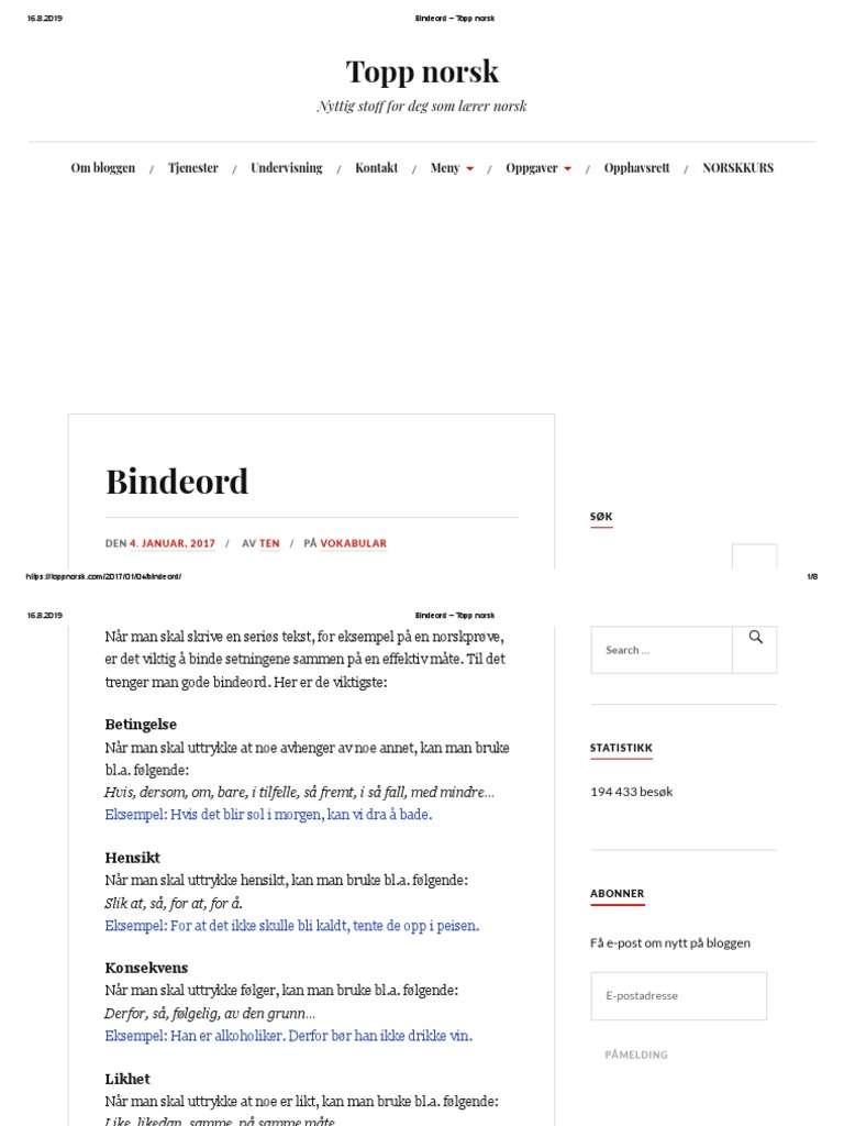 Norske bindeord