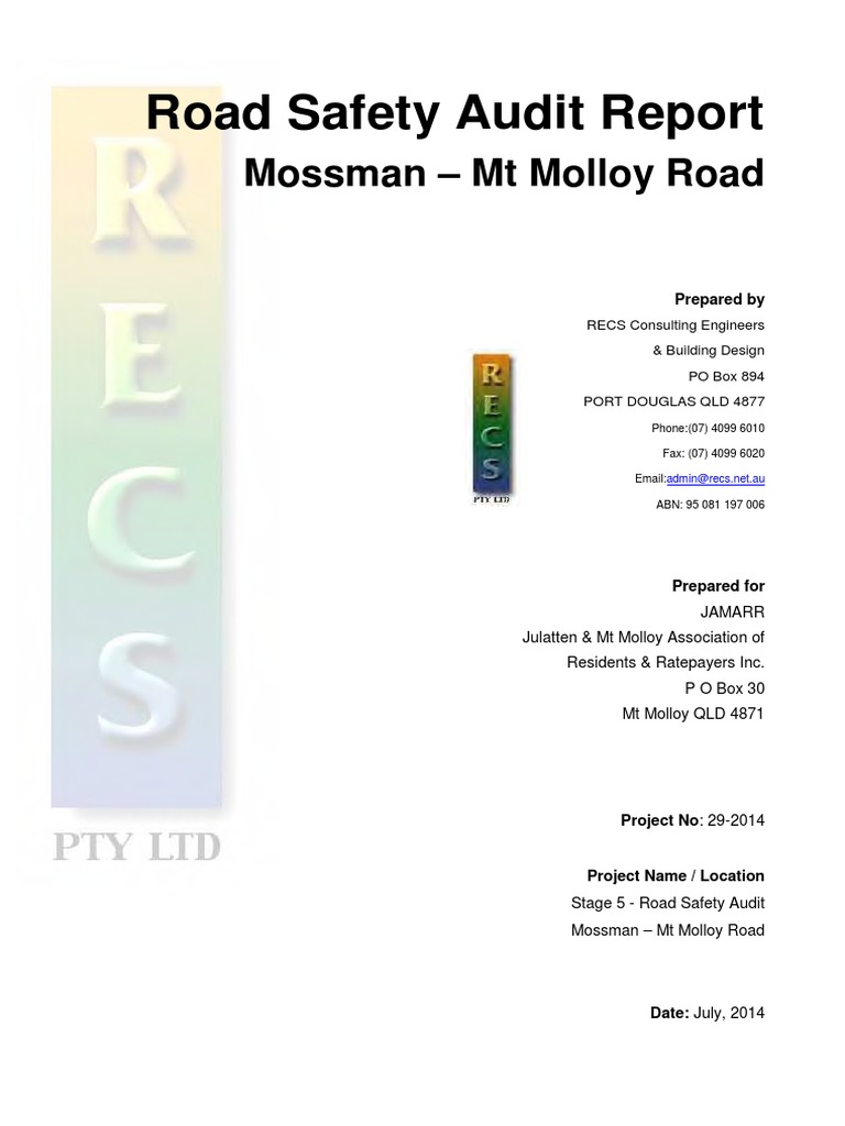 Road Safety Audit Report: Mossman - MT Molloy Road | PDF | Road | Traffic