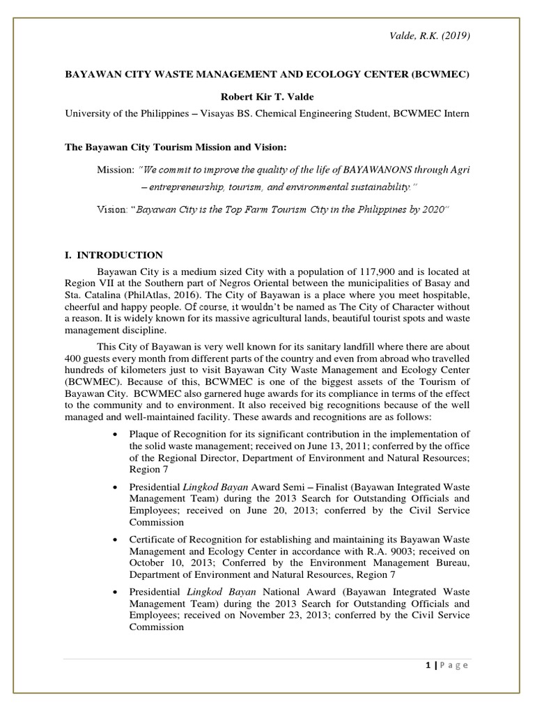 Bayawan City Waste Management and Ecology Center | PDF | Waste | Sewage Treatment