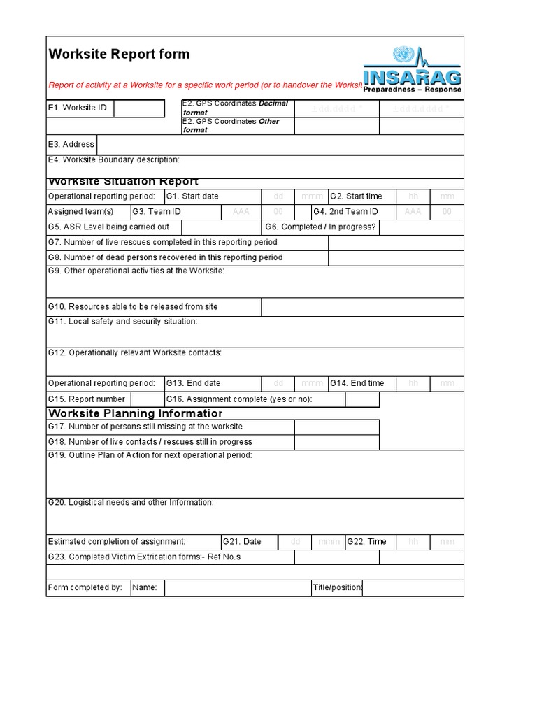 Worksite Report Form | PDF