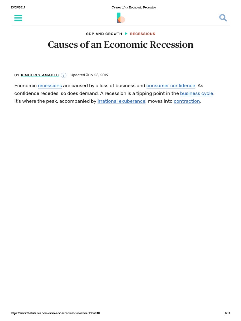 Causes of An Economic Recession: Recessions Consumer Confidence ...