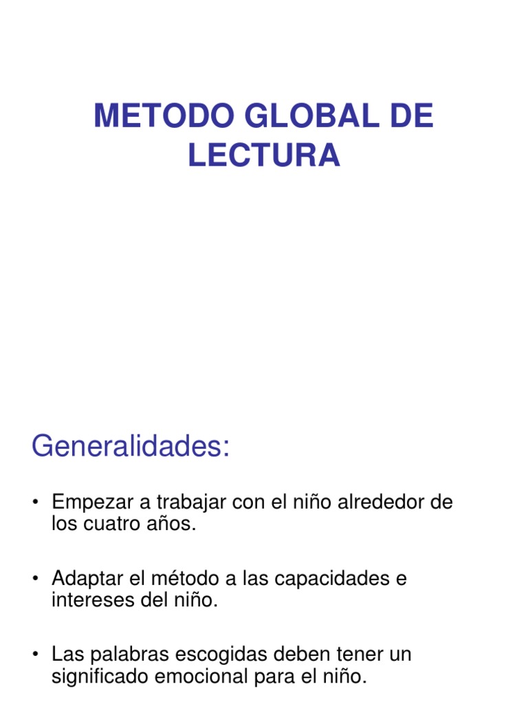Metodo Global de Lectura | PDF