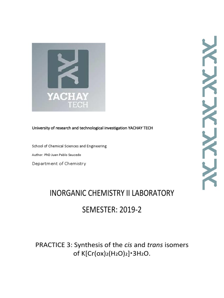 Guide 3 Chromium Oxalate Complexes Pdf Chemical Reactions