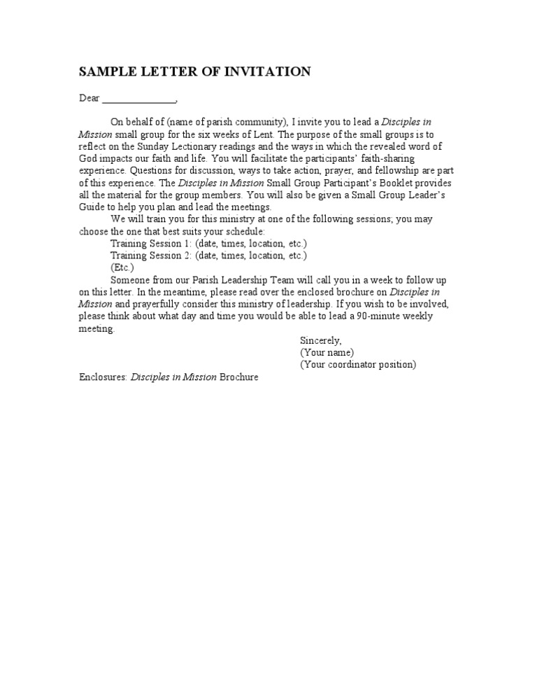 98 Sample Letter of Invitation | PDF