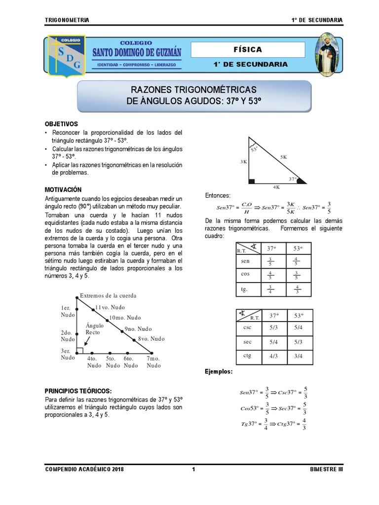 1ero Sec. Trigo Iiib | PDF | Triángulo | Funciones trigonométricas