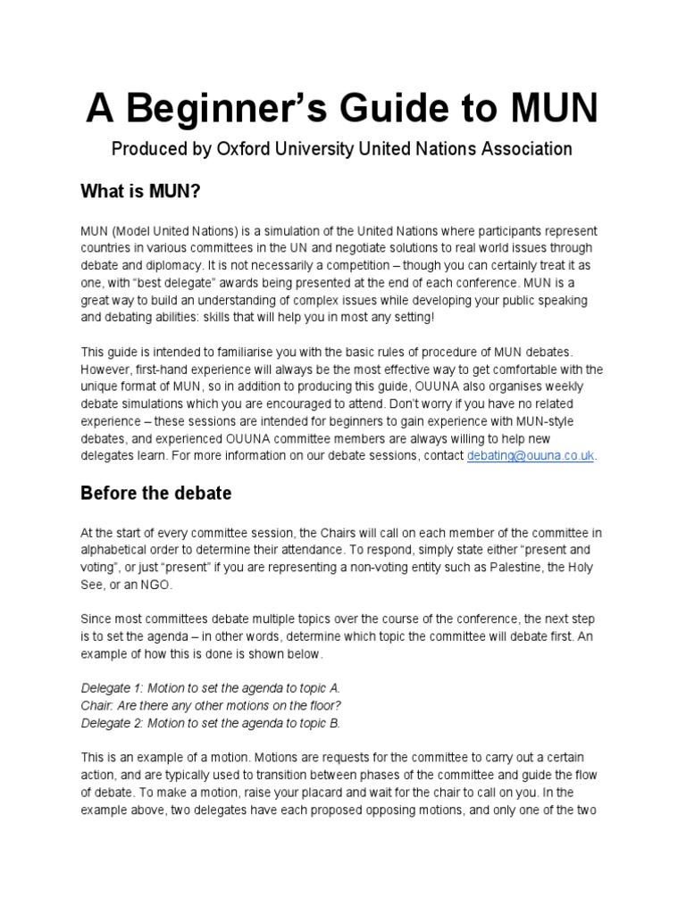 A Beginner's Guide To MUN | PDF | Refugee | United Nations