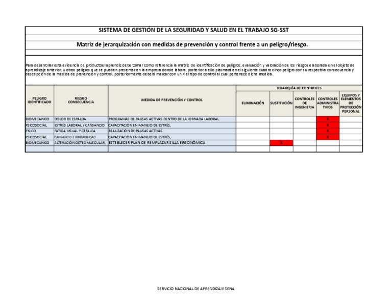 Matriz de Jerarquización - Medidas de PrevenciónControl Frente A Un Peligro - Riesgo | PDF ...