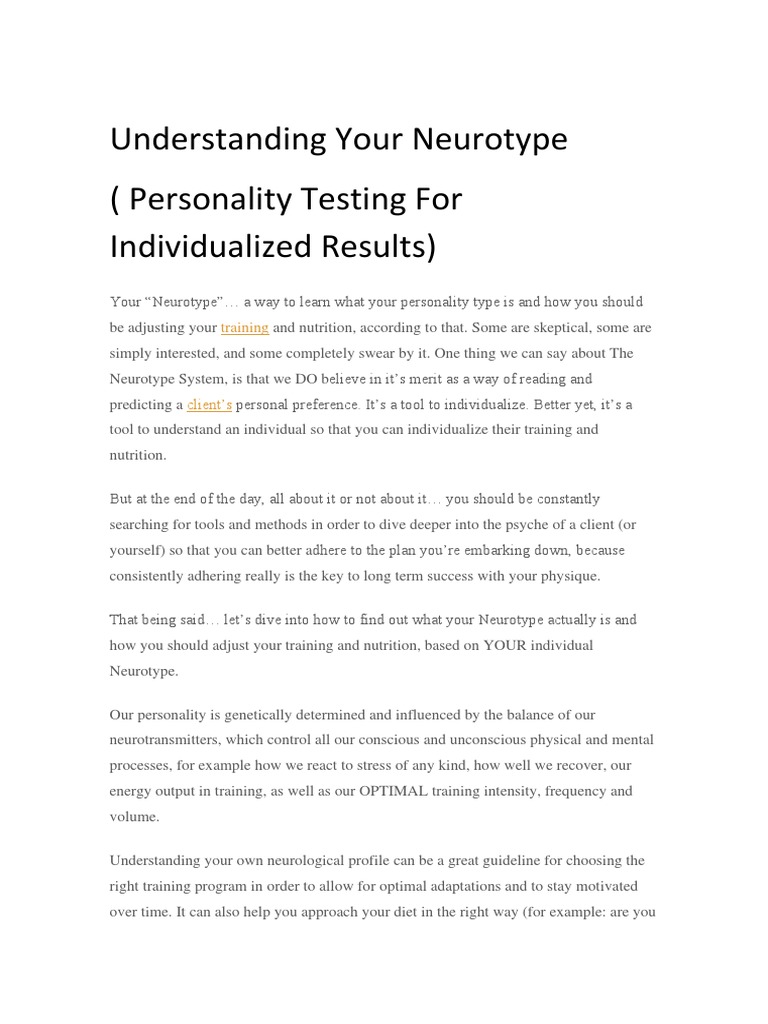 Understanding Your Neurotype | PDF | Strength Training | Psychological ...